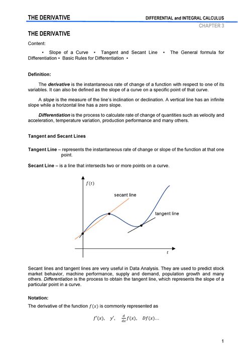 3 The Derivative Lecture In Calculus About Derivative Chapter 3 The Derivative Content