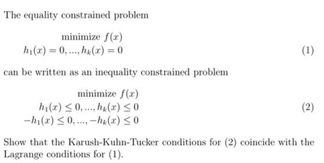 solved the equality constrained problem minimize