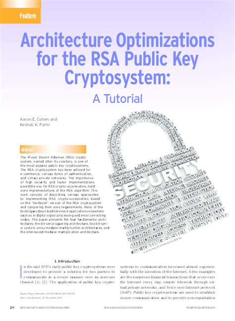 pdf architecture optimizations for the rsa public key cryptosystem a