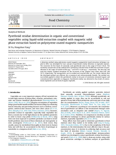 Pdf Pyrethroid Residue Determination In Organic And Conventional