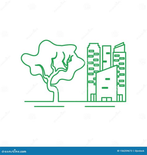 Tree Plant Nature With Buildings Facade Stock Illustration Illustration Of Creative Summer