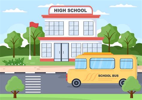 Cartoon High School Building