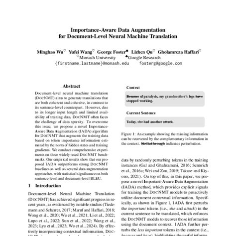 Importance Aware Data Augmentation For Document Level Neural Machine Translation Acl Anthology