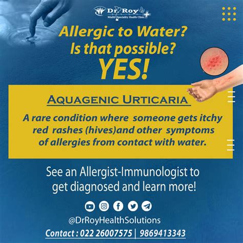 Dr Roy Health On Linkedin Aquagenic Urticaria Also Known As Water
