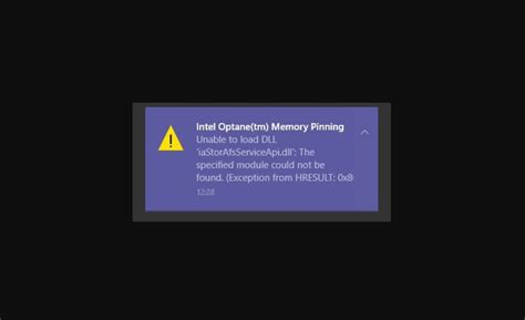 how to fix intel optane memory pinning error in windows 10