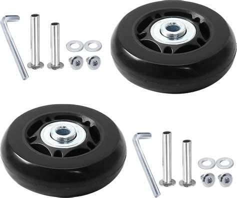 Suiwotin 2pcs 60 X 18mm Luggage Wheels Replacement Black