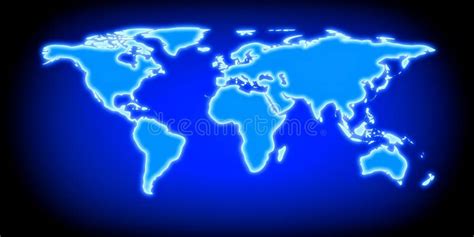 Glowing Blue World Map Illustration Global Connectivity Concept Digital World Map Stock