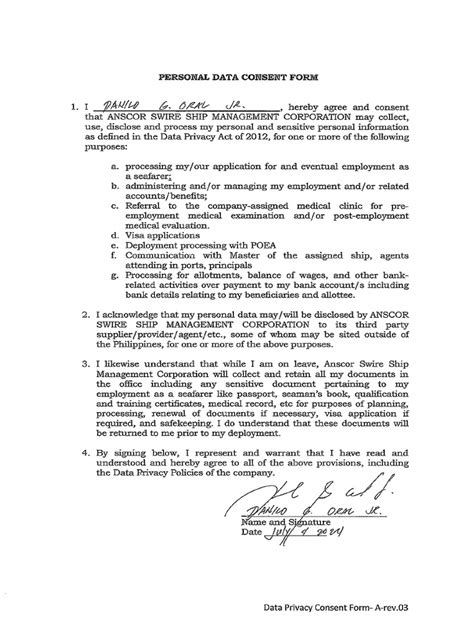 Data Privacy Consent Form Pdf