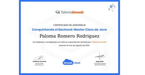 ¡tengo Mi Certificado Del Taller Conquistando El Backend Master Class De Paloma Romero Rodriguez