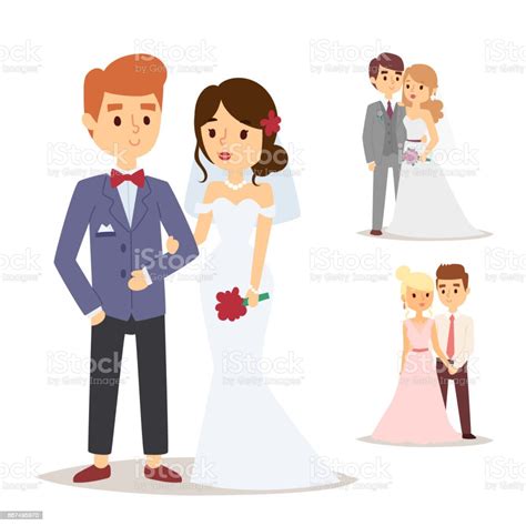 웨딩 커플 벡터 흰색 드레스에 아름 다운 모델 여자와 남자 정장 신부 그림 2명에 대한 스톡 벡터 아트 및 기타 이미지 2명 결혼 의식 결혼식 Istock
