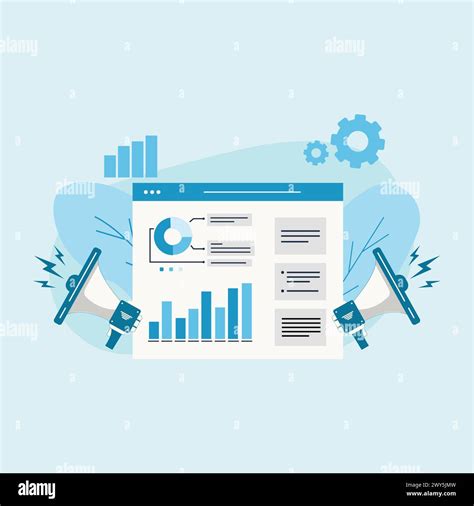Digital Marketing With Data Analysis And Management Vector Illustration