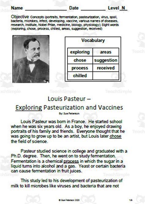 Biography Louis Pasteur Exploring Pasteurization And Vaccines By Teach Simple