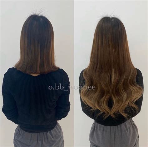 압구정붙임머리 오쁘 🧚🏻‍♀️ 붙임머리시술붙임머리수강 어때 단발 드라이힘드셨죠 😭 이렇게 긴머리 투톤으로 분위기를