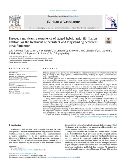 Pdf European Multicentre Experience Of Staged Hybrid Atrial Fibrillation Ablation For The