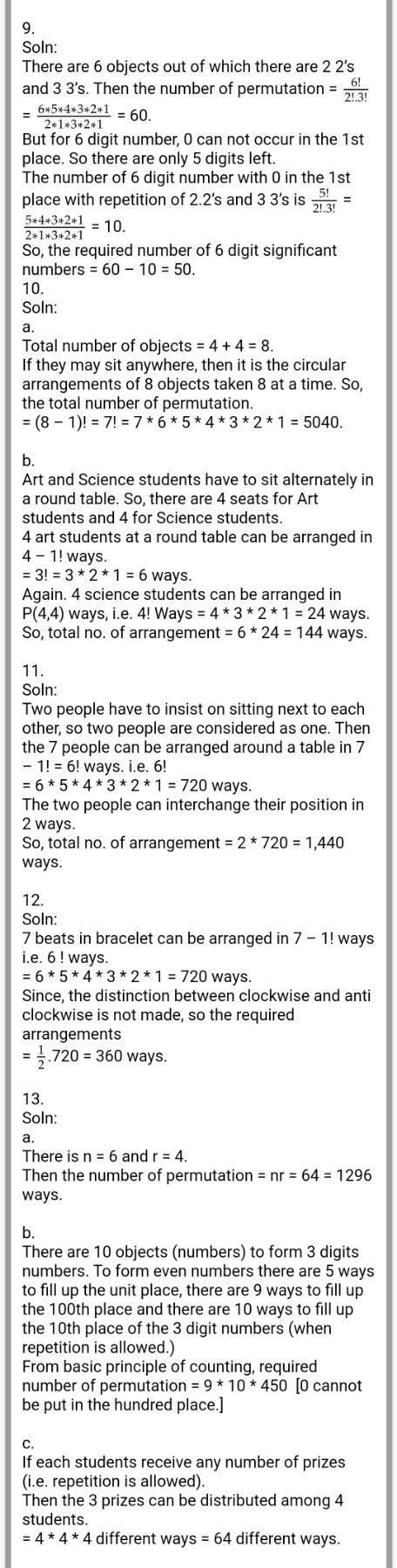 Permutation And Combination Exercise 12 Class 12 Math