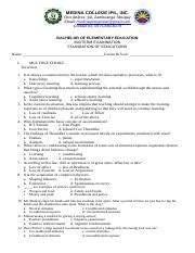 Foundations of Education: Midterm Exam Multiple Choice Questions ...