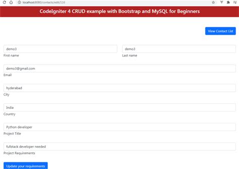 Codeigniter 4 Crud Example With Bootstrap And Mysql For Beginners The