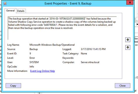Solved Windows Backup Failed X A Experts Exchange