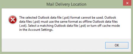 Set Another Data File As Default When Using An Exchange Account