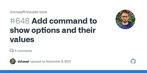 Add Command To Show Options And Their Values Issue Microsoft Vscode Vsce Github