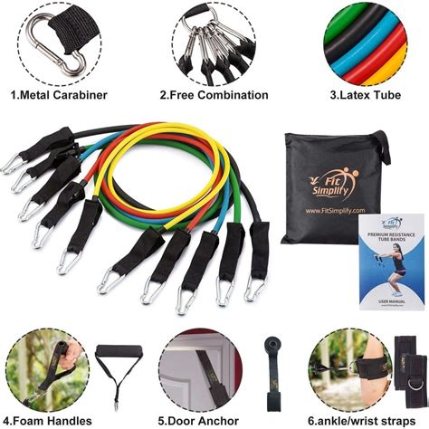 Fit Simplify Resistance Tube Bands 12 Piece Set With Instruction
