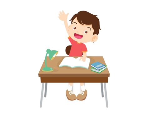 Cute Student Sitting On Desk Working For Homework Vector Image