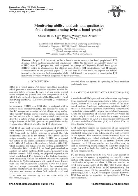 Pdf Monitoring Ability Analysis And Qualitative Fault Diagnosis Using Hybrid Bond Graph