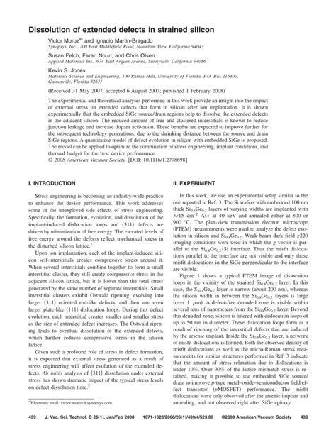 Pdf Dissolution Of Extended Defects In Strained Silicon