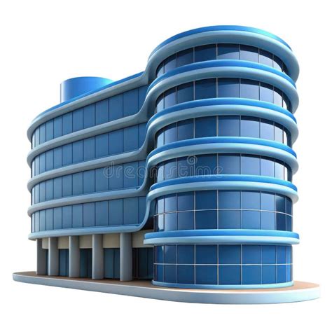Modern Blue Glass Office Building Isolated On White Background Stock