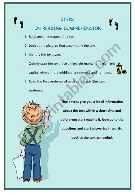 English Worksheets Steps In Reading Comprehension