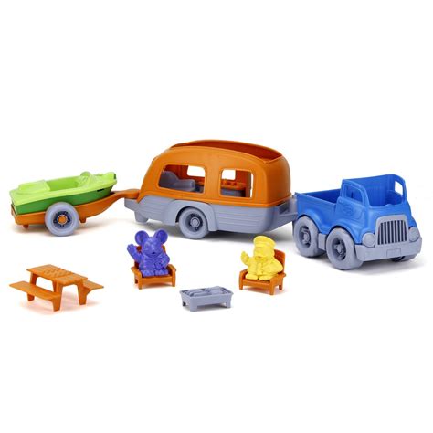 Green Toys Eco Friendly Rv Camper Set With Truck And Sport Boat Color