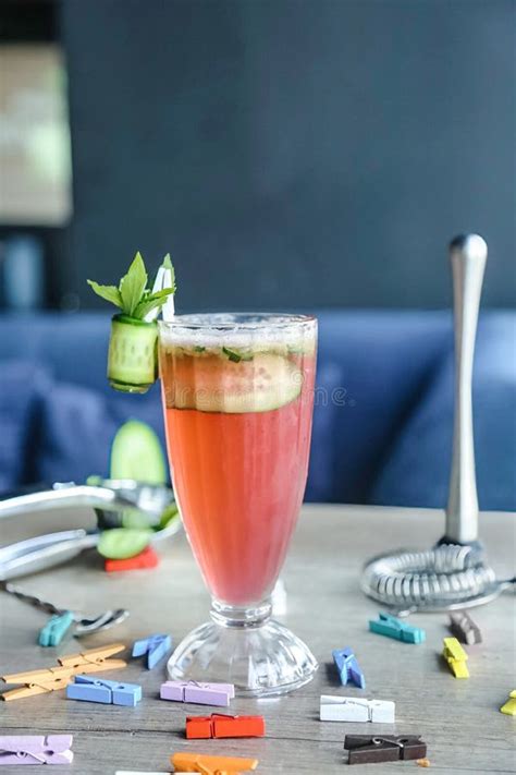 Glass Filled With Drink On White Tabletop Stock Image Image Of Purity