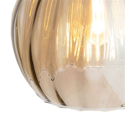 Devi Pendant Light Glass Amber 1 Bulb Ø 25cm Uk