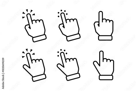 Click Icon Set Click Button With Hand Cursor Pointer Clicking Vector