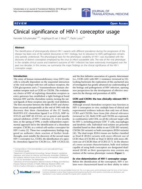 Pdf Clinical Significance Of Hiv 1 Coreceptor Usage