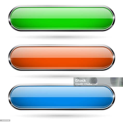 크롬 프레임 컬러 유리 3d 버튼입니다 타원형 아이콘 0명에 대한 스톡 벡터 아트 및 기타 이미지 0명 3차원 형태 공란 Istock