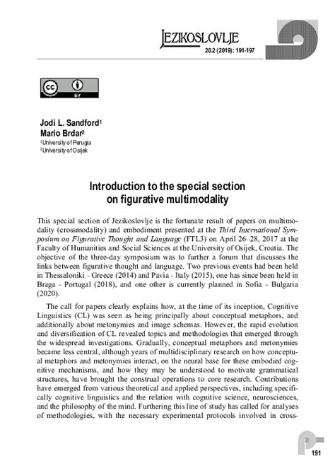 Pdf Introduction To The Special Section On Figurative Multimodality