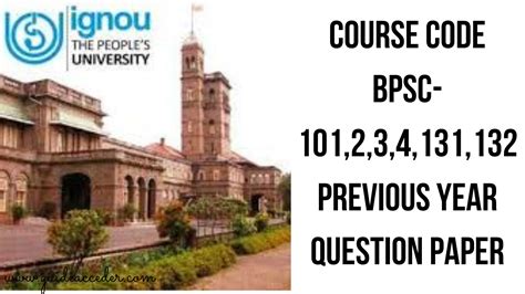 BPSC Course Code Previous Year Question Paper IGNOU IGNOU Previous Year Question Paper