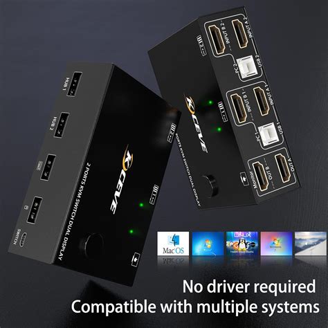 Buy Dual Monitor Kvm Switch Hdmi 2 Port 4k 30hz Mleeda Usb Hdmi Extended Display Switcher For 2