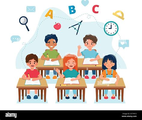 Students Sitting In Class Cartoon