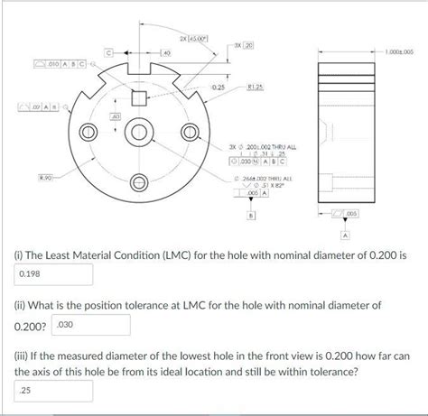 Solved I The Least Material Condition Lmc For The Hole