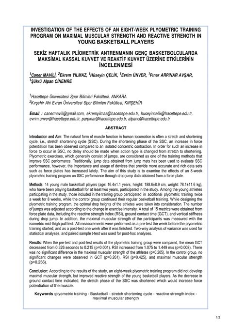 Pdf Investigation Of The Effects Of An Eight Week Plyometric Training Program On Maximal