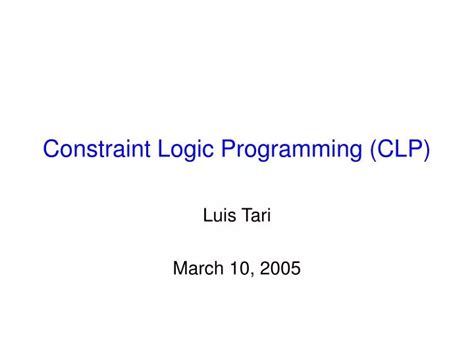 ppt constraint logic programming clp powerpoint presentation free