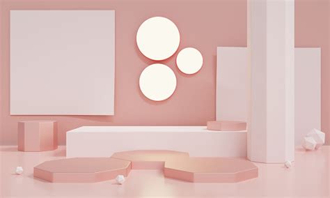 3d는 파스텔 색상 배경으로 기하학적 모양을 렌더링합니다 분홍색 배경입니다 0명에 대한 스톡 사진 및 기타 이미지 0명 3차원 형태 가정의 방 Istock