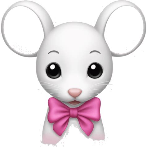 White Mice Pink Bow Emoji Ai Emoji Generator