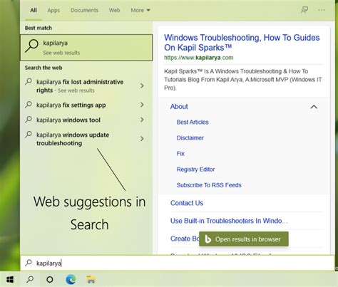 how to disable web suggestions in windows 10 search