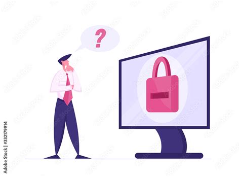 stockvector web security concept thoughtful business man character