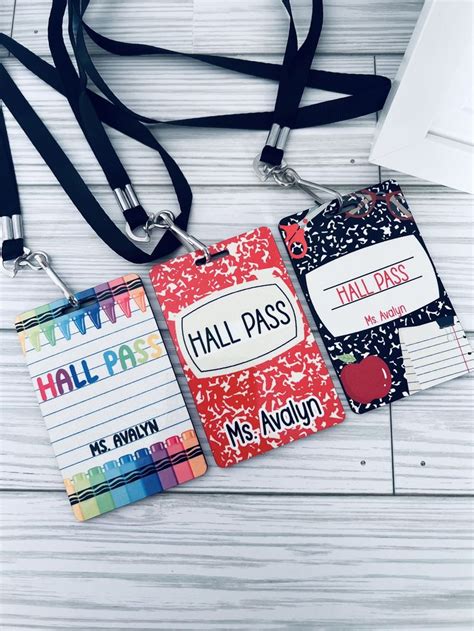 Classroom Double Sided Hall Passes 6 Pk Bundle For Teacher Classroom