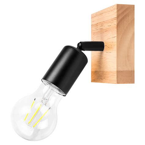 Kinkiet ścienny Ruchomy E27 Lampa Drewno Wewnętrzna Na ściane Led