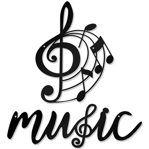 Zhengmy 2 Pieces Music Metal Wall Decor Black Treble Clef And Music